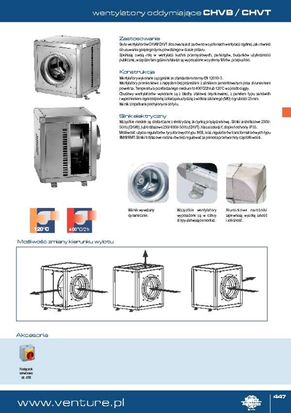 Wentylator oddymiający CHVB, CHVT - Venture Industries